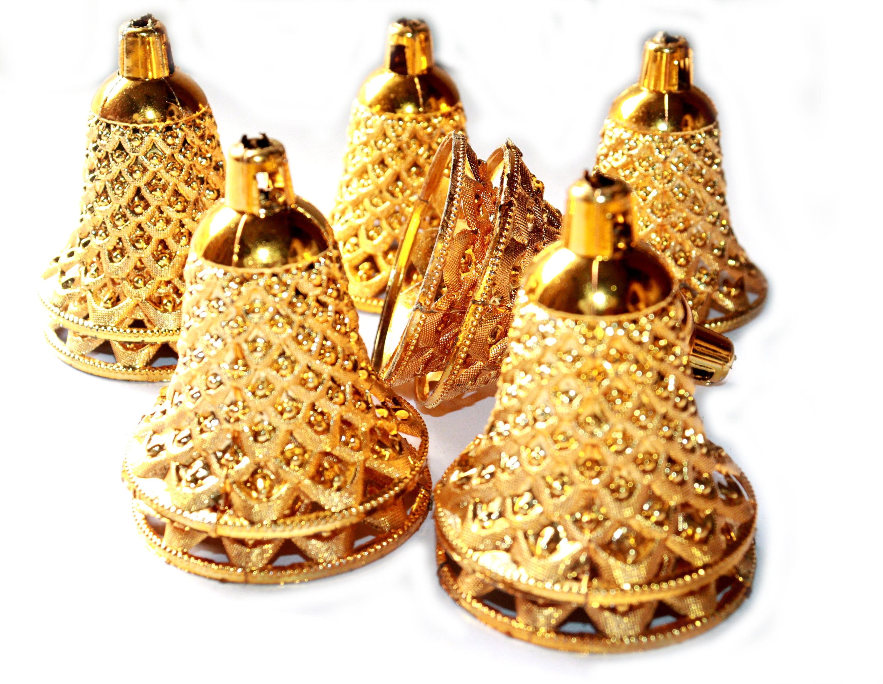 Garland Plastic Bells for Crafts Home Decor Golden Hanging Bell 2.5 ...