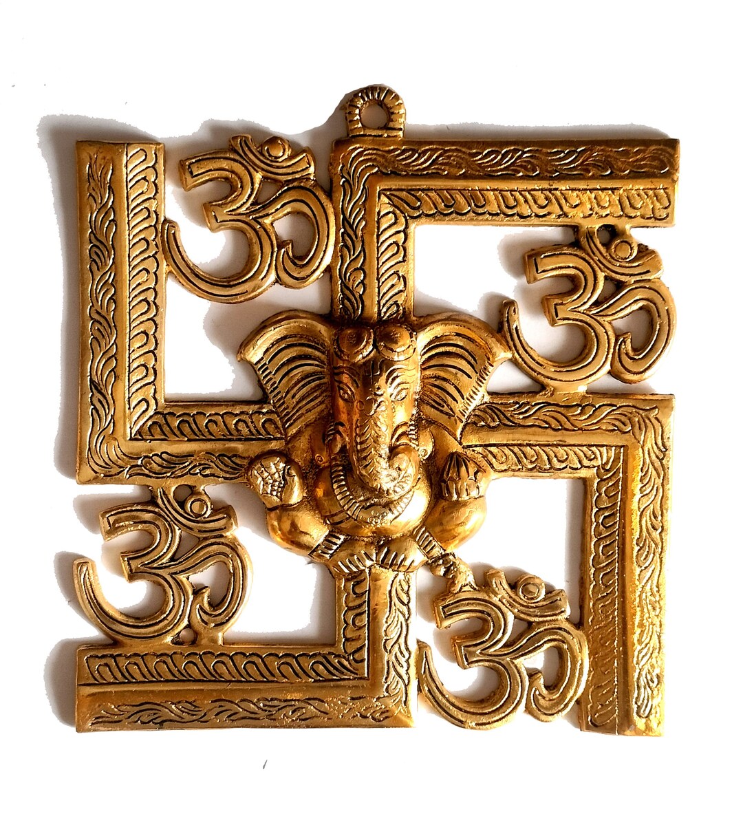 Brass Swastik Ganesha Wall Hanging: Indian Home Decor (8 Inch) - Etsy
