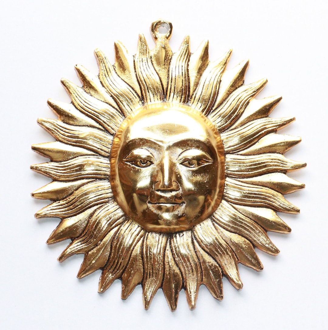 Brass Sun for Home Decor Wall Hanging Golden Surya 7.5 Inch Indian ...