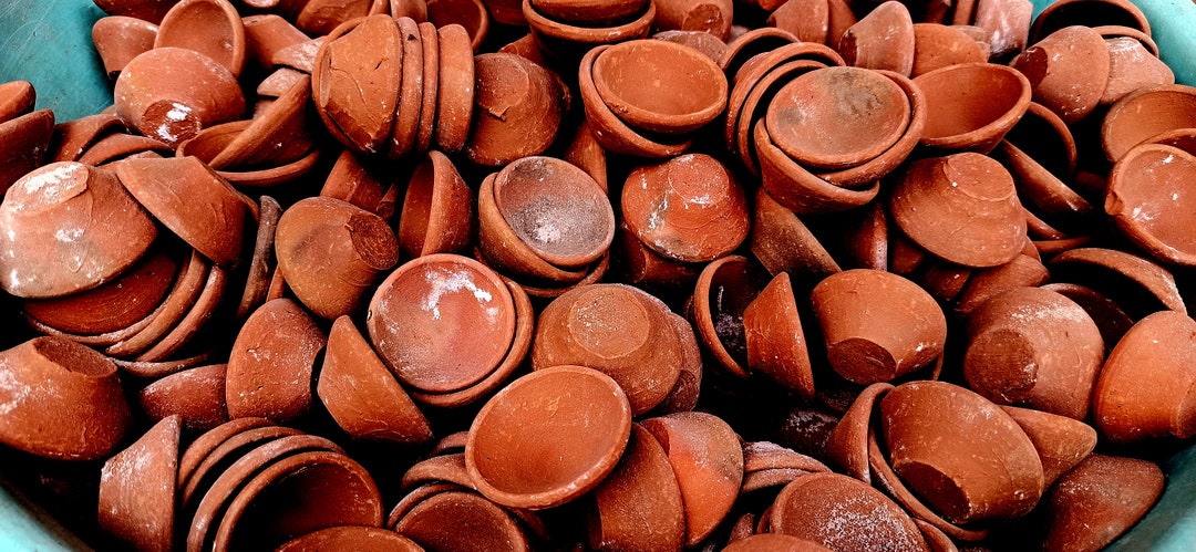 Pack of 6 to 500 Mud Clay Diya With Cotton Wick for Decor Festival ...