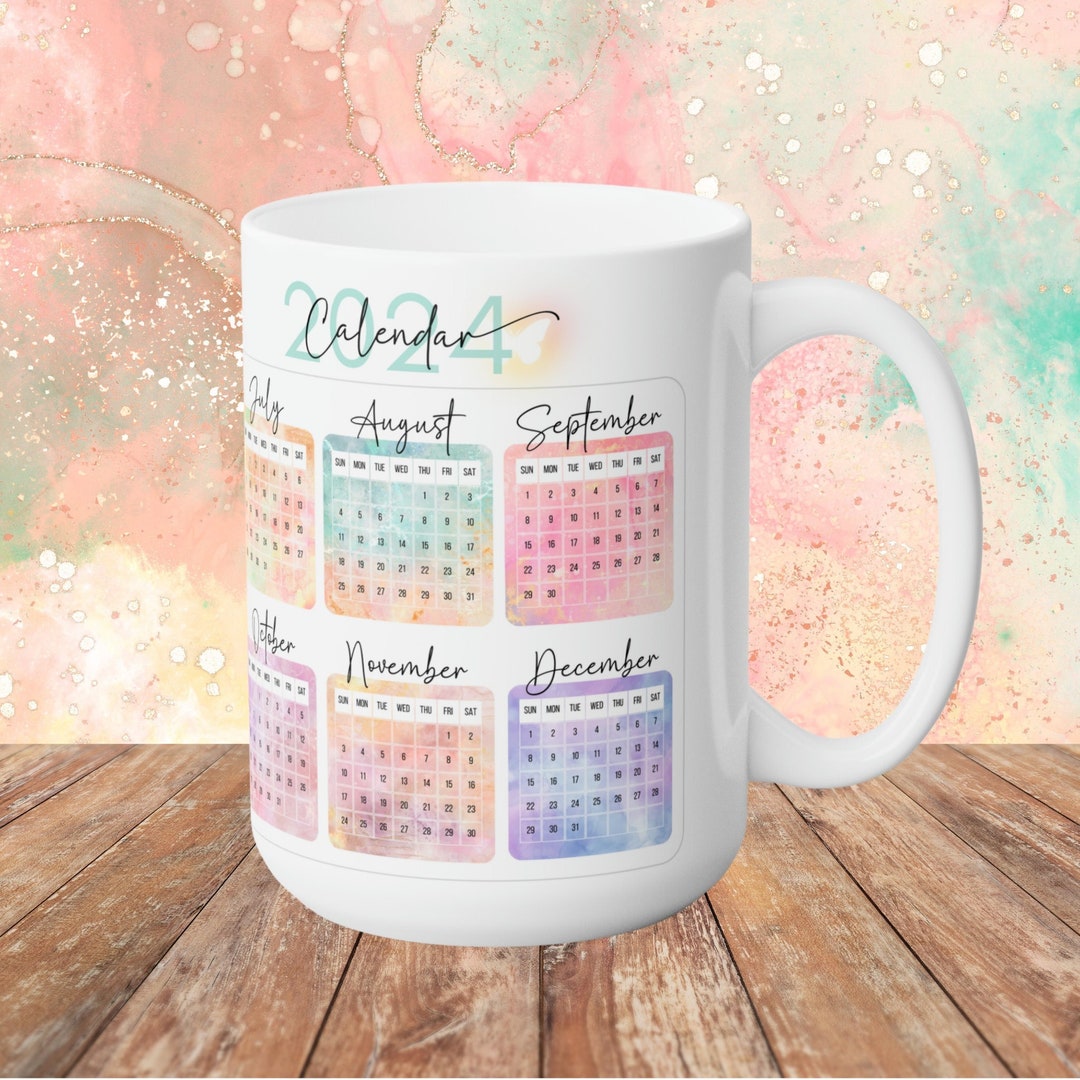 2024 Calendar Mug New Years Mug Cute 15 Oz Cup Butterfly Mug - Etsy
