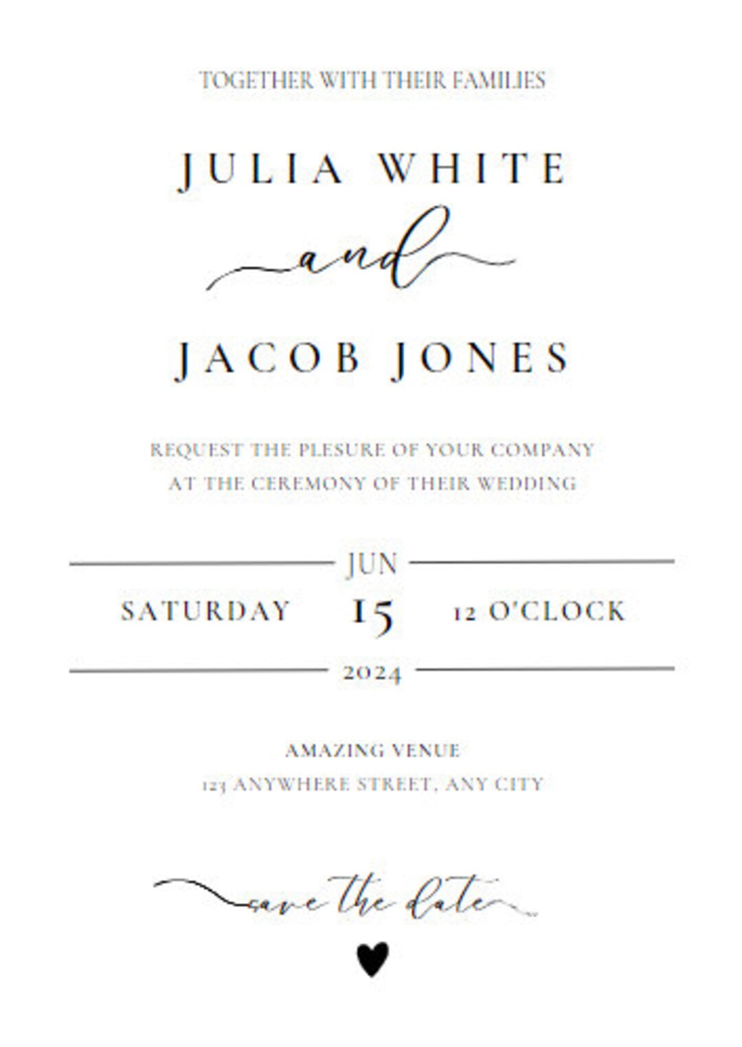 Minimalistic Wedding Invitation - Simple, Clean, Elegant, Save the Date ...