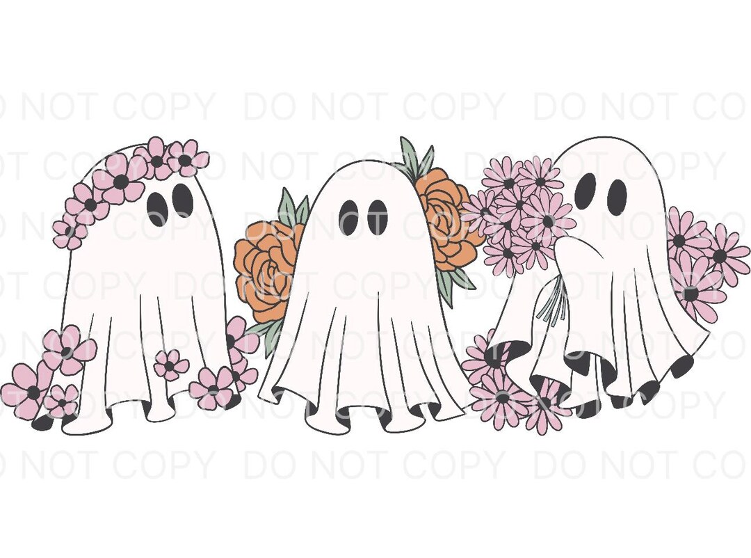Floral Ghosts Digital Png Download- Fall Inspired- Halloween - Floral ...