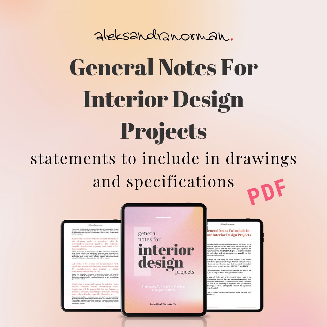 General Notes for Interior Design Drawings Interior Design Project and ...