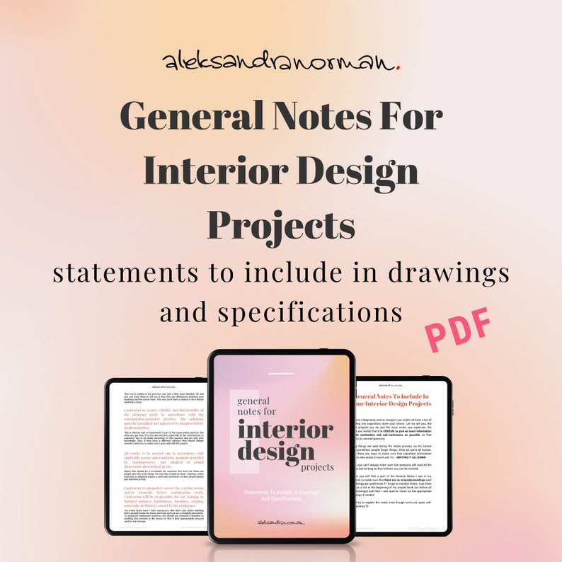 General Notes for Interior Design Drawings Interior Design Project and ...