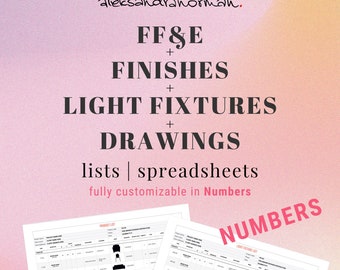 Interior Design Printable Template FF&E Spreadsheet Finishes Materials ...