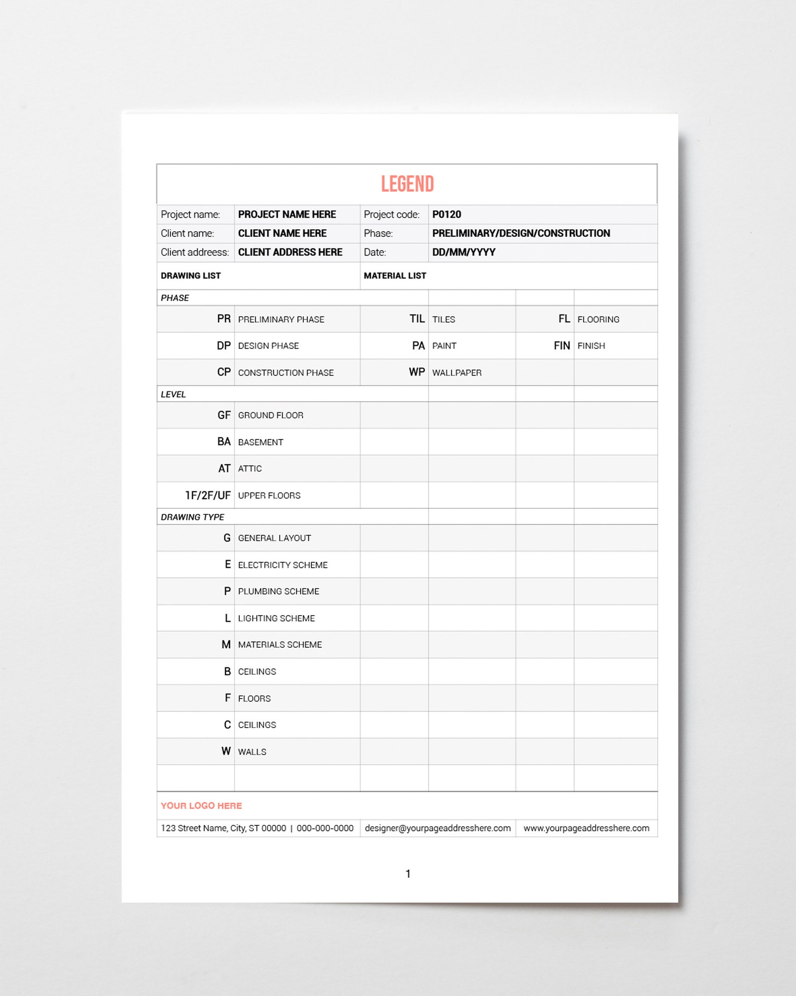 Interior Design Printable Template FF&E Spreadsheet Finishes Materials ...
