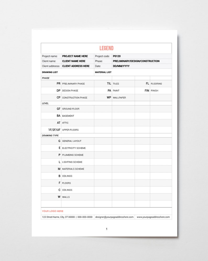 Interior Design Printable Template FF&E Spreadsheet Finishes Materials ...