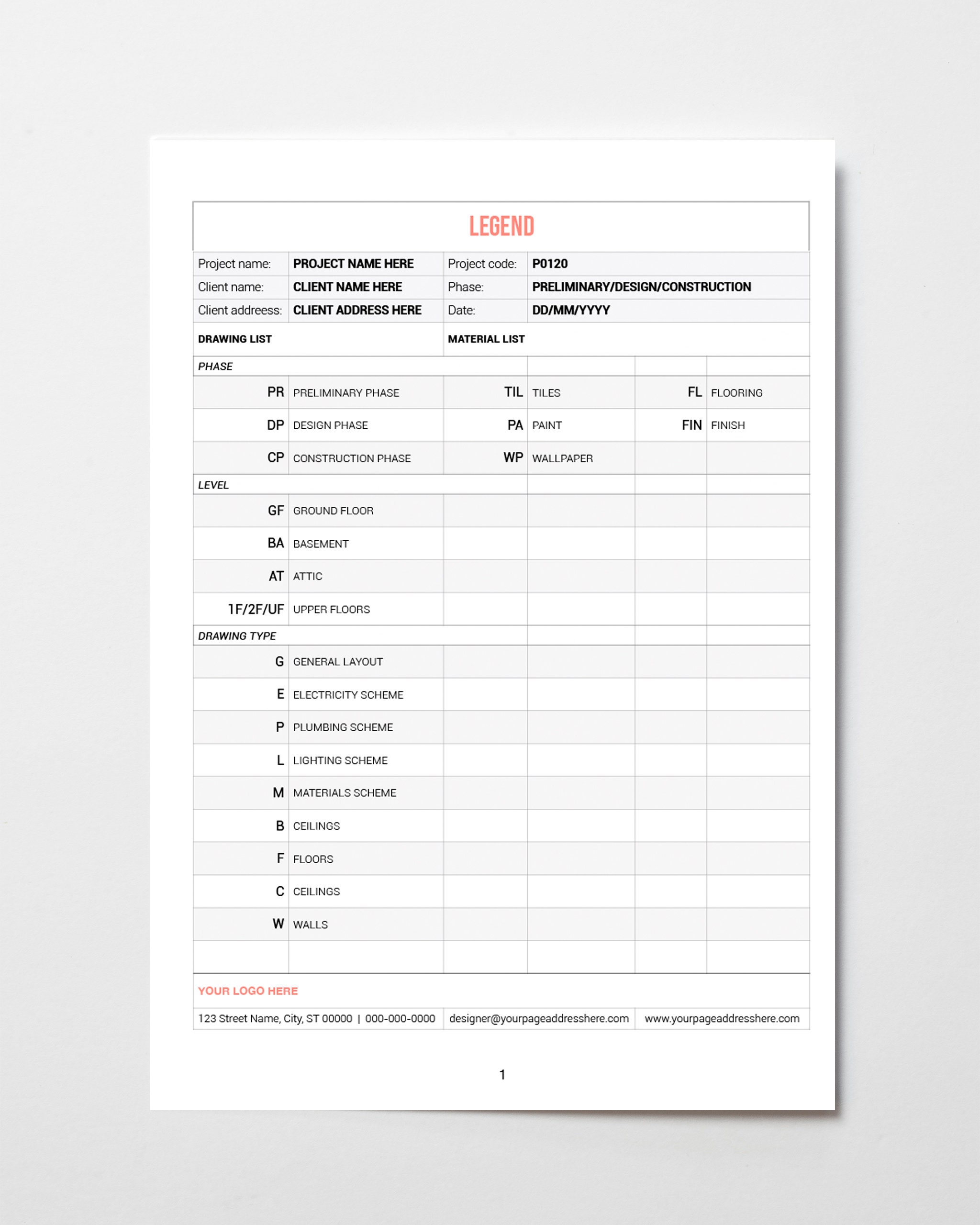 Interior Design Printable Template FF&E Spreadsheet Finishes Materials ...