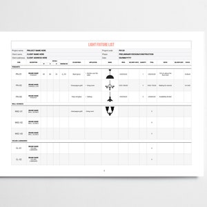 Interior Design Template Printable FF&E Spreadsheet Finishes Materials ...