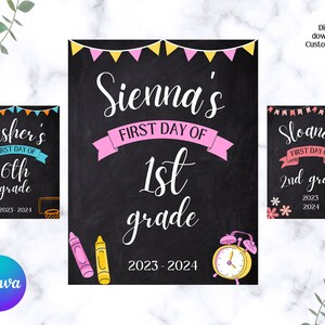 6 Editable First/last Day of School Signs Canva Template Unlimited ...