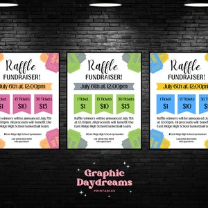 Editable Raffle Fundraiser Flyer - DIY Canva Raffle Ticket Template ...