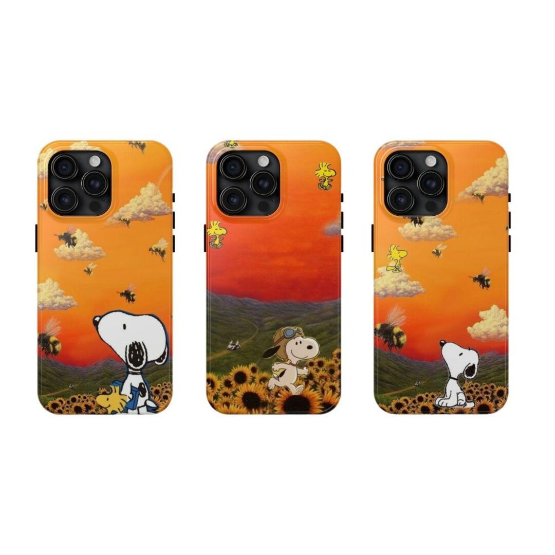 Funny Snoopy Sunset Phone Case, Snoopy and Sunflowers Tough Protective ...