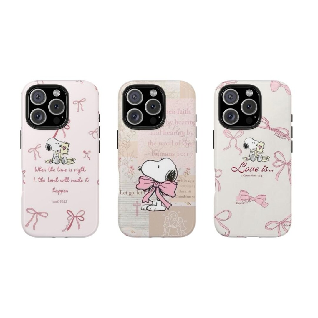 Y2k Snoopy Bow Phone Case, Pink Snoopy Phone Cover for iPhone 15 16 17 ...