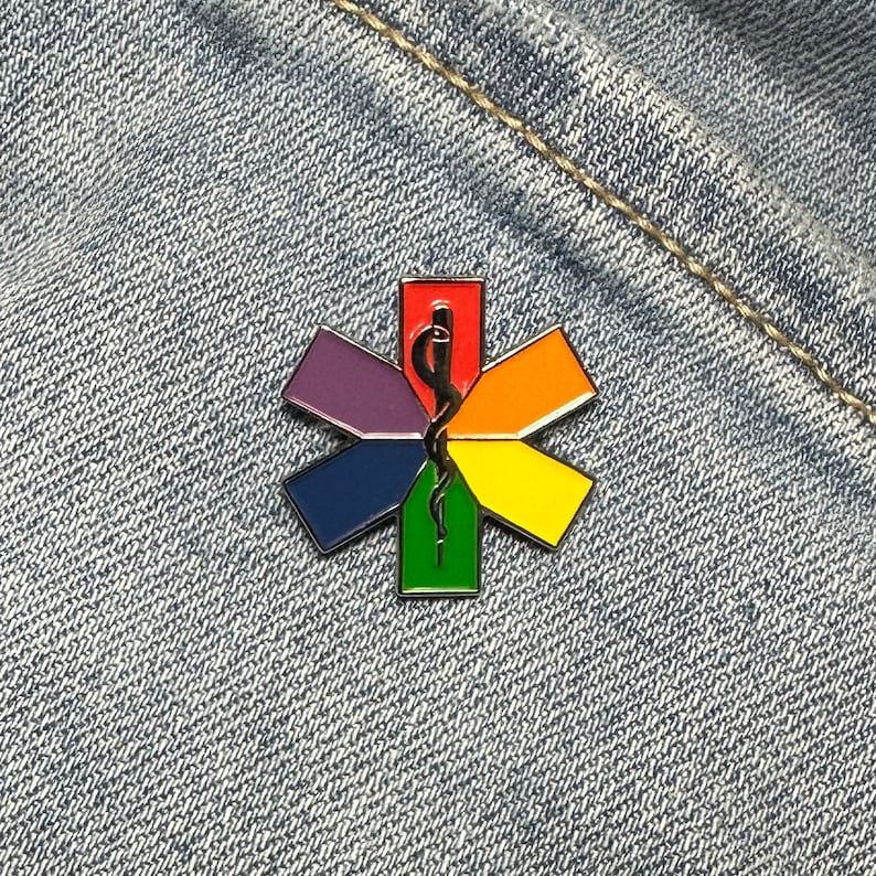Rainbow - Star of Life - EMS - EMT - LGBTQIA+ Inclusive Pin - Etsy