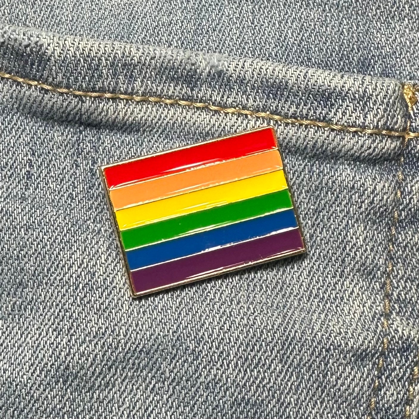 Pride Flag Rectangle LGBTQIA Inclusive Pin - Etsy