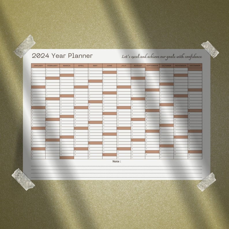 Printable PDF 2024 Full Year Wall Planner A2 & A1 and More Yearly ...