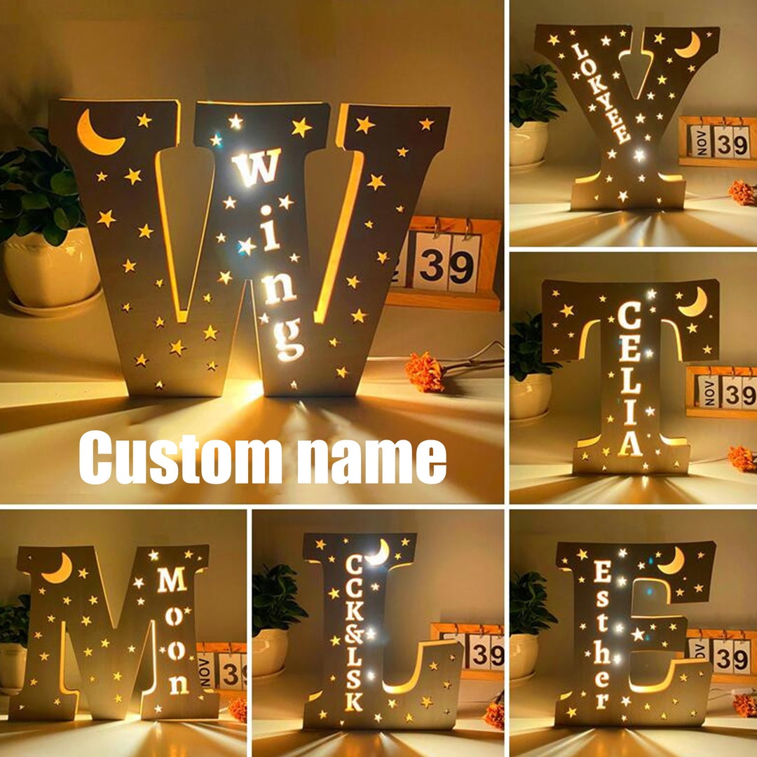 Personalized Wooden Letter Light Custom Name Night Light - Etsy