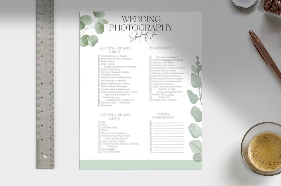 Wedding Photo Checklist Wedding Shot List Printable Wedding Photography ...