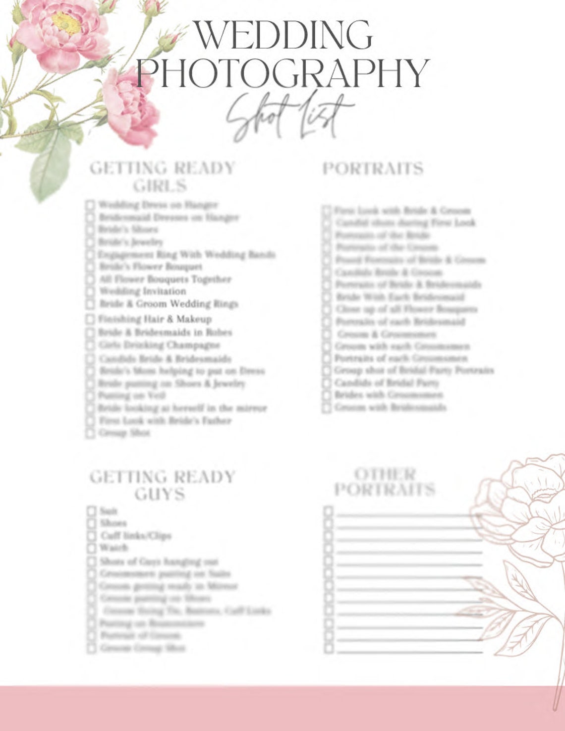 Wedding Photo Checklist Wedding Shot List Printable Wedding Photography ...
