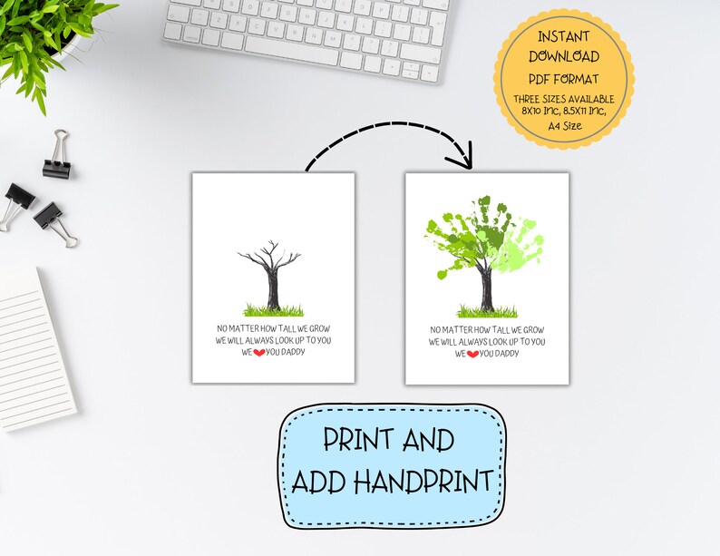 Fathers Day Handprint Craft PRINTABLE Gift for Dad From - Etsy