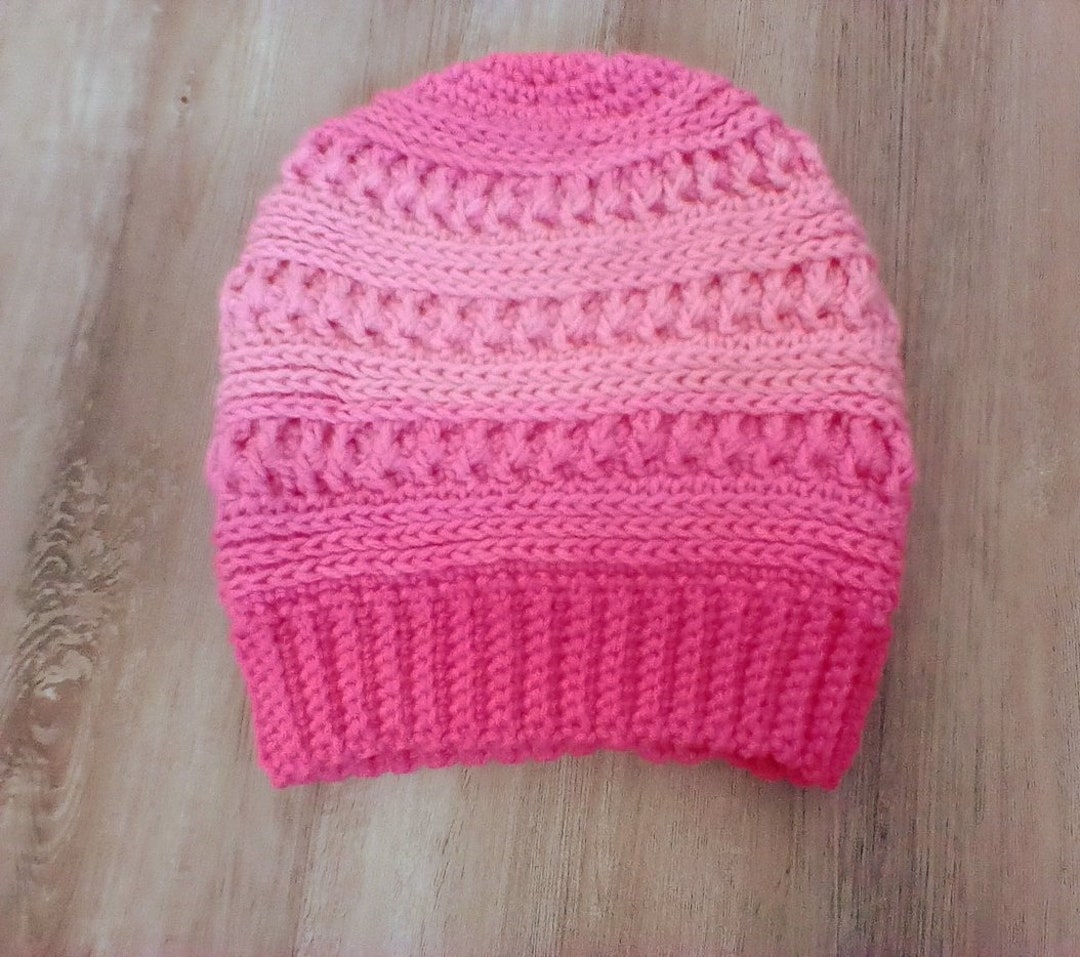 Cabled Pink Ombre Slouchy Hat - Seamless - Etsy