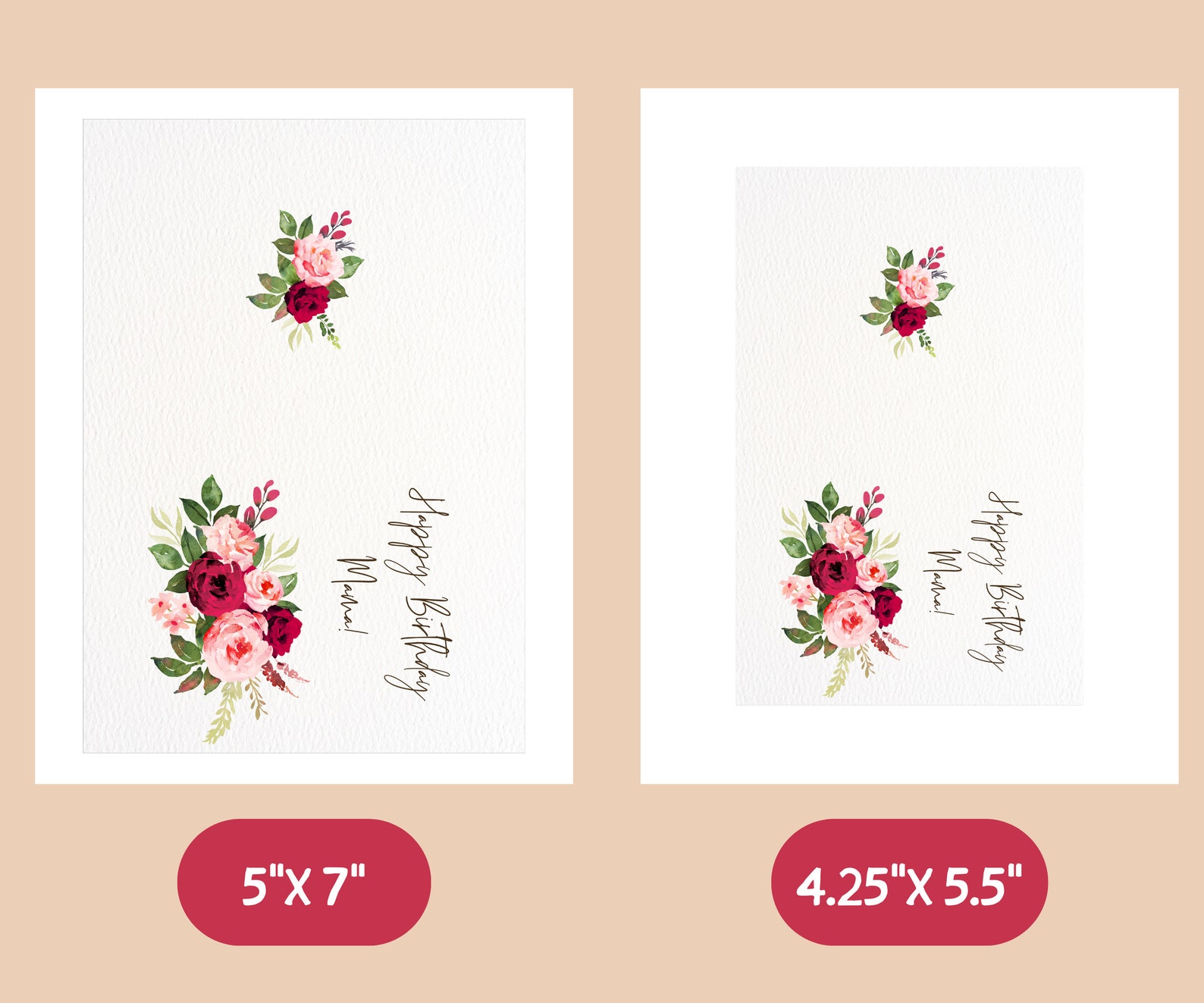 Birthday Card Printable Mom, Happy Birthday Card for Mama, Water Color ...