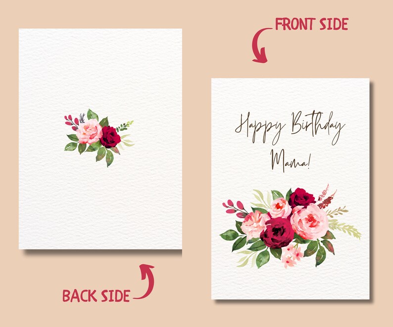 Birthday Card Printable Mom, Happy Birthday Card for Mama, Water Color ...