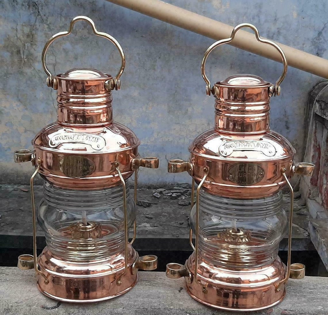 Brass Oil Lamp Lantern Anchor Ship Lantern Boat Light Set of 2 Gift for ...