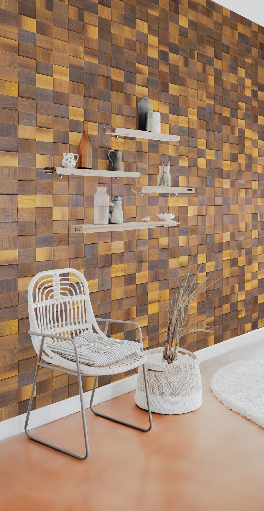 Wooden Wall Decoration, 3D Wall Covering Oak, Wall Covering Recycled ...