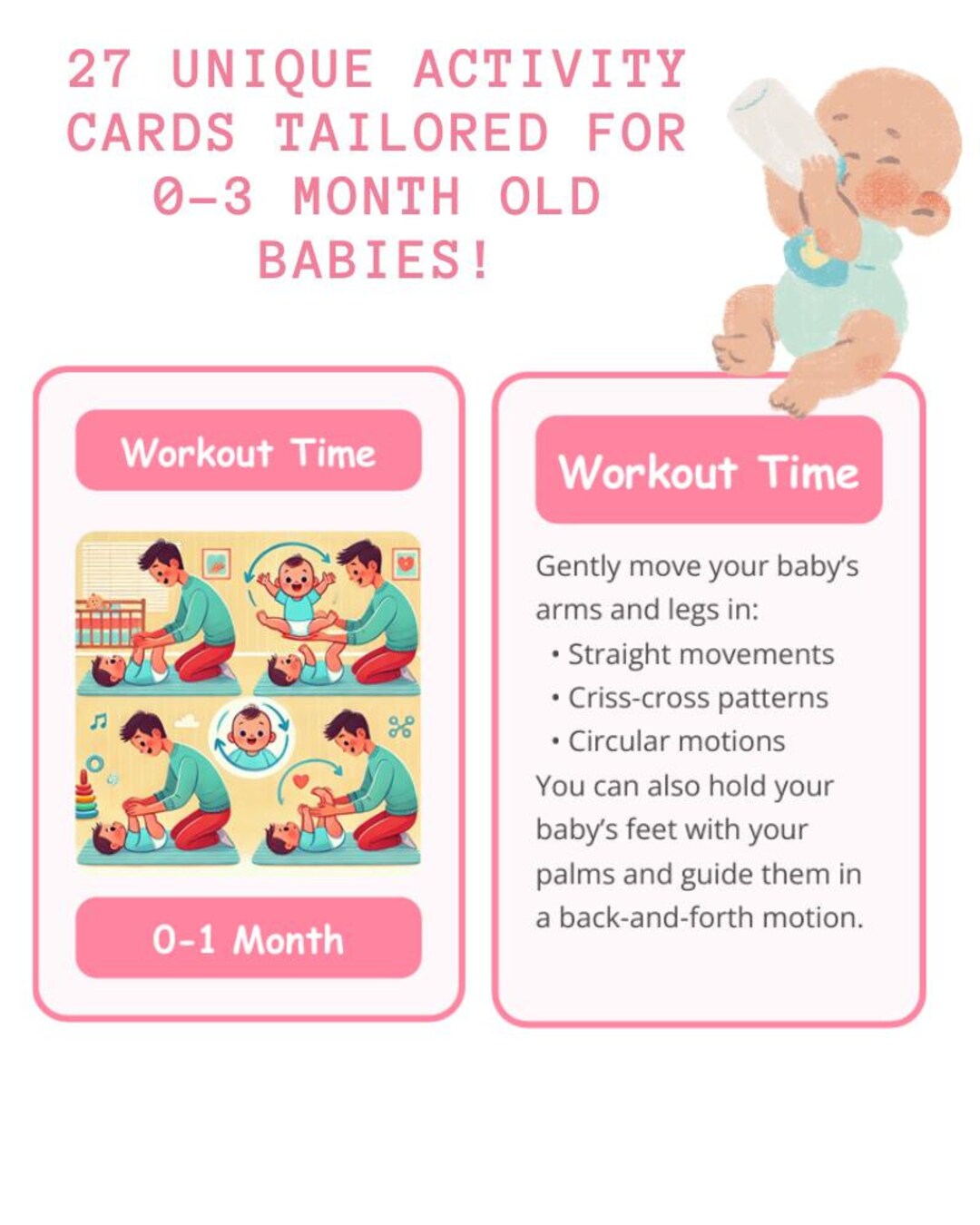 Printable Baby Activity Cards for Baby Development Cards Activities for ...