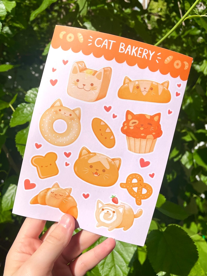 Bread Cat Sticker Sheet - Etsy