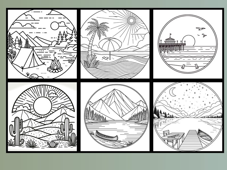 50 Minimalist Adult Coloring Pages Instant PDF Download Calm and ...