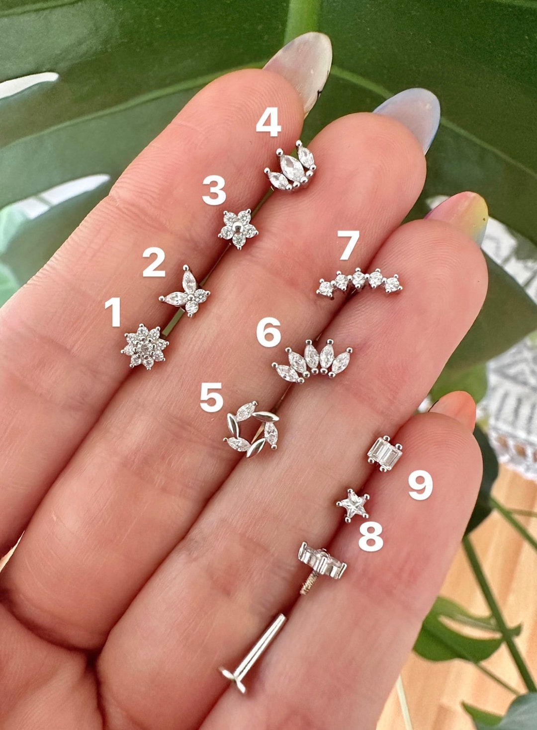 925K Silver Helix Flat Back Earring Piercing, Cartilage Earring Jewelry ...