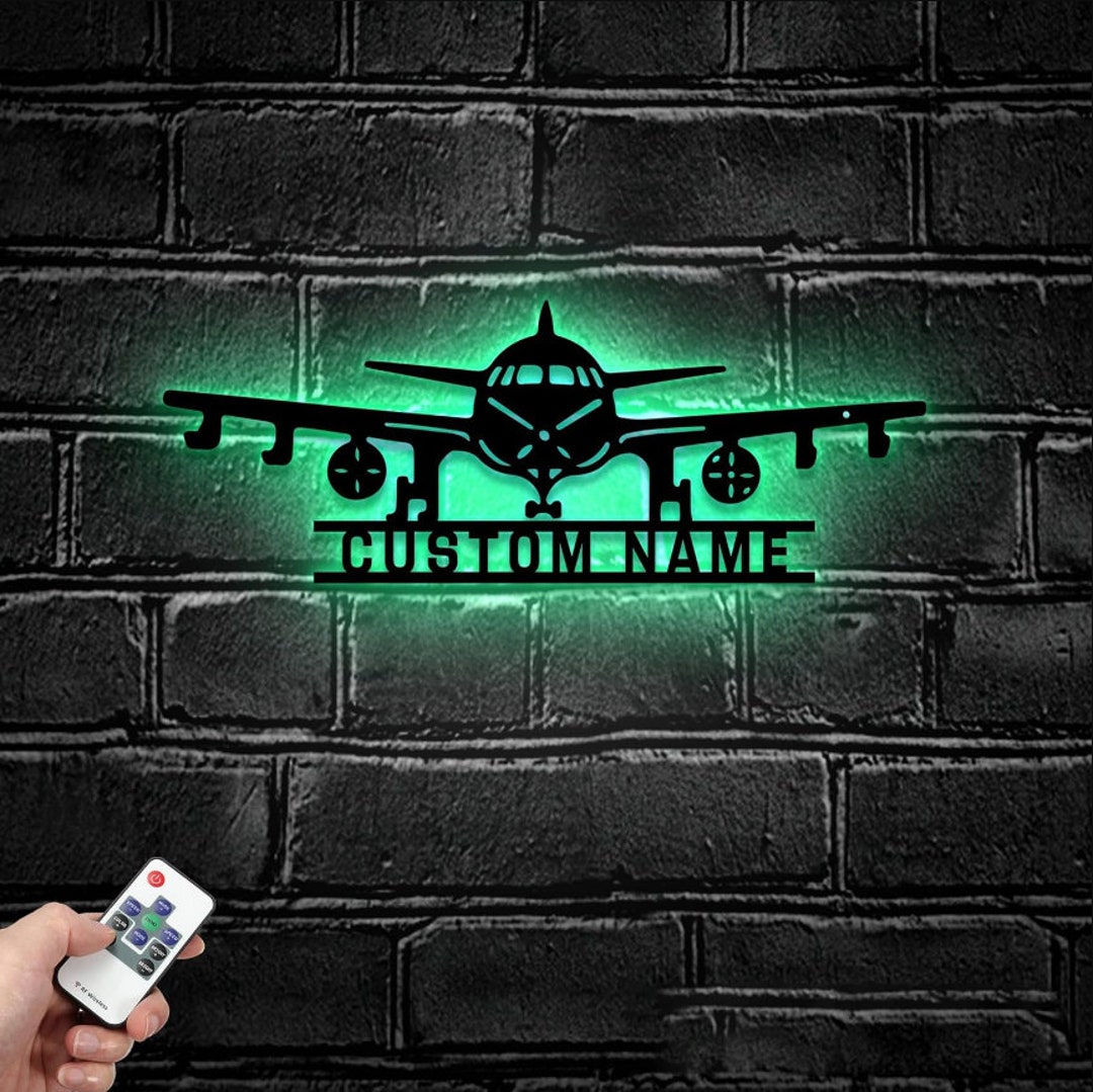 Custom Pilot Name Metal Sign With Led Lights Personalized - Etsy