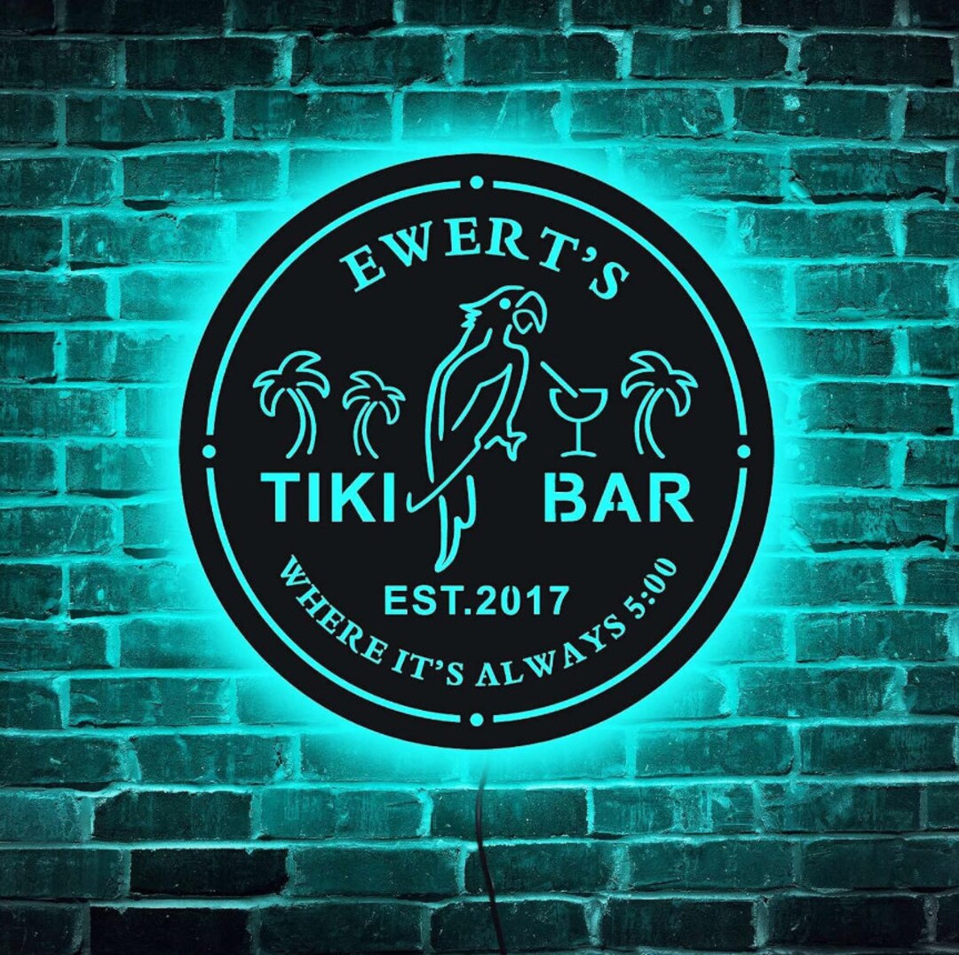 Custom Tiki Bar Metal Sign With Led Lights Personalized - Etsy