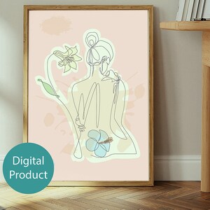 Poster Line Artflower Woman Bodyprintable Line Artone Line - Etsy