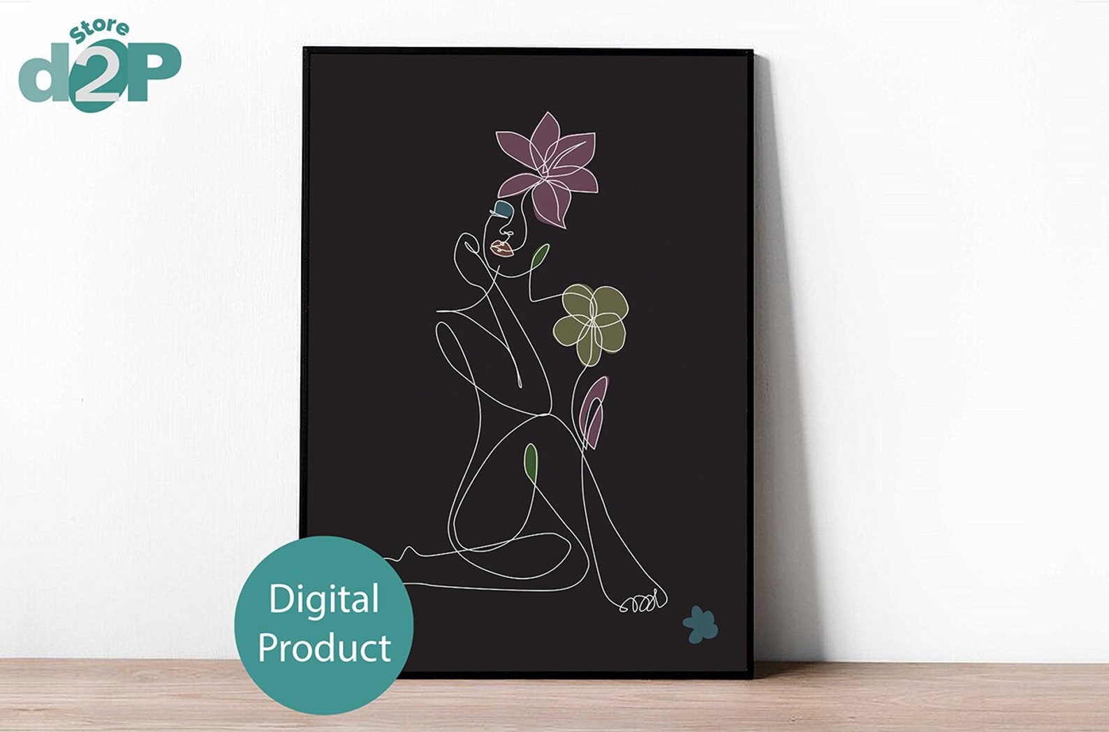 Abstract Line Art Woman, Romantic Art Poster, Woman Body, Digital Art ...