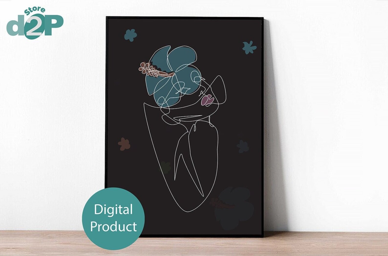 Poster Line Art, Flower Woman Face, Printable Line Art, One Line ...