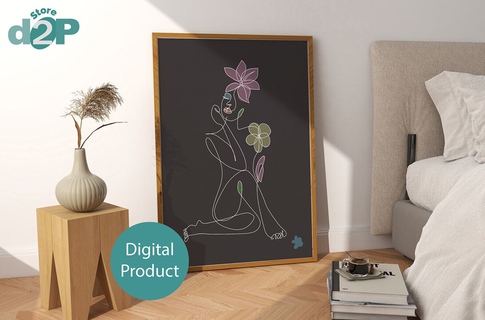 Abstract Line Art Woman, Romantic Art Poster, Woman Body, Digital Art ...