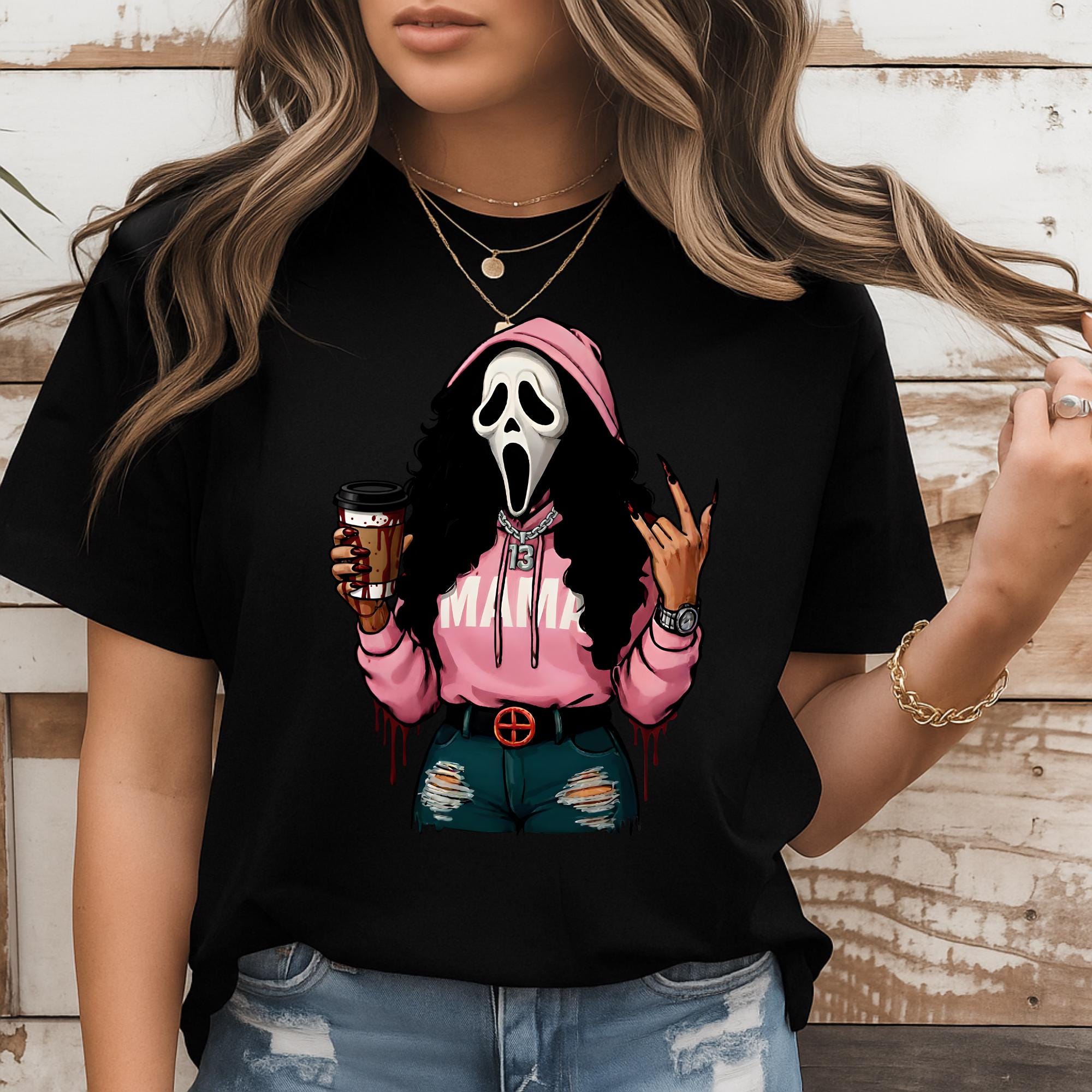 MAMA Horror PNG – Ghostface Mask Clipart | Pink Hoodie & Coffee ...