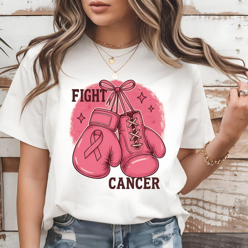 Fight Cancer Boxing Gloves PNG: Pink Ribbon Clipart (digital Download ...