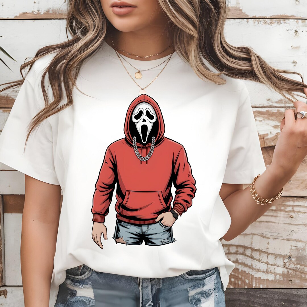 Ghostface PNG | Red Hoodie & Ripped Jeans | Horror Streetwear ...