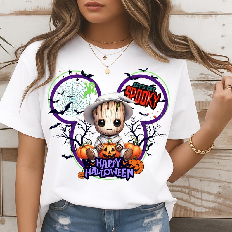 Baby Groot Halloween PNG | Pumpkin, Bats, Webs Clipart | Spooky Cute ...