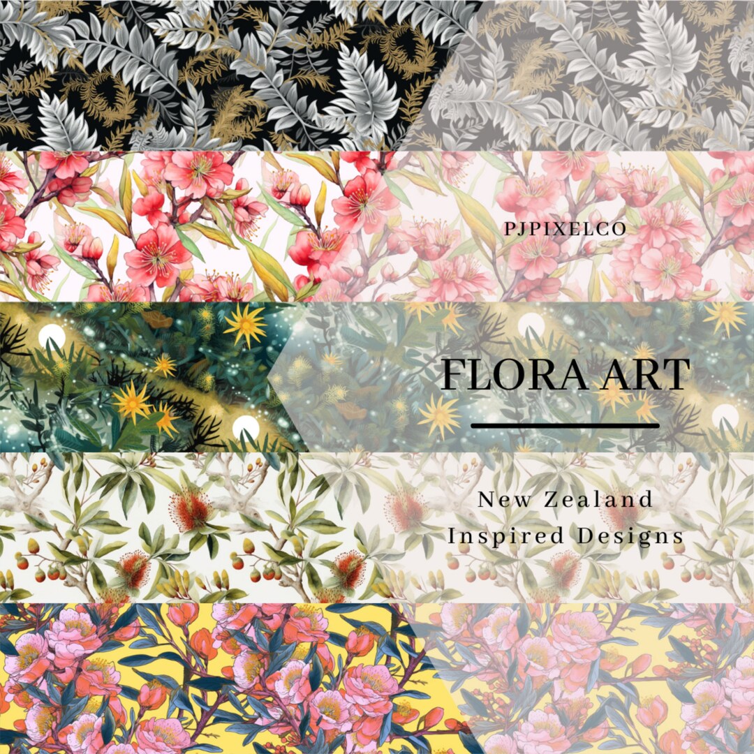 5 New Zealand Forest Inspired Digital Prints|seamless|digital Download ...