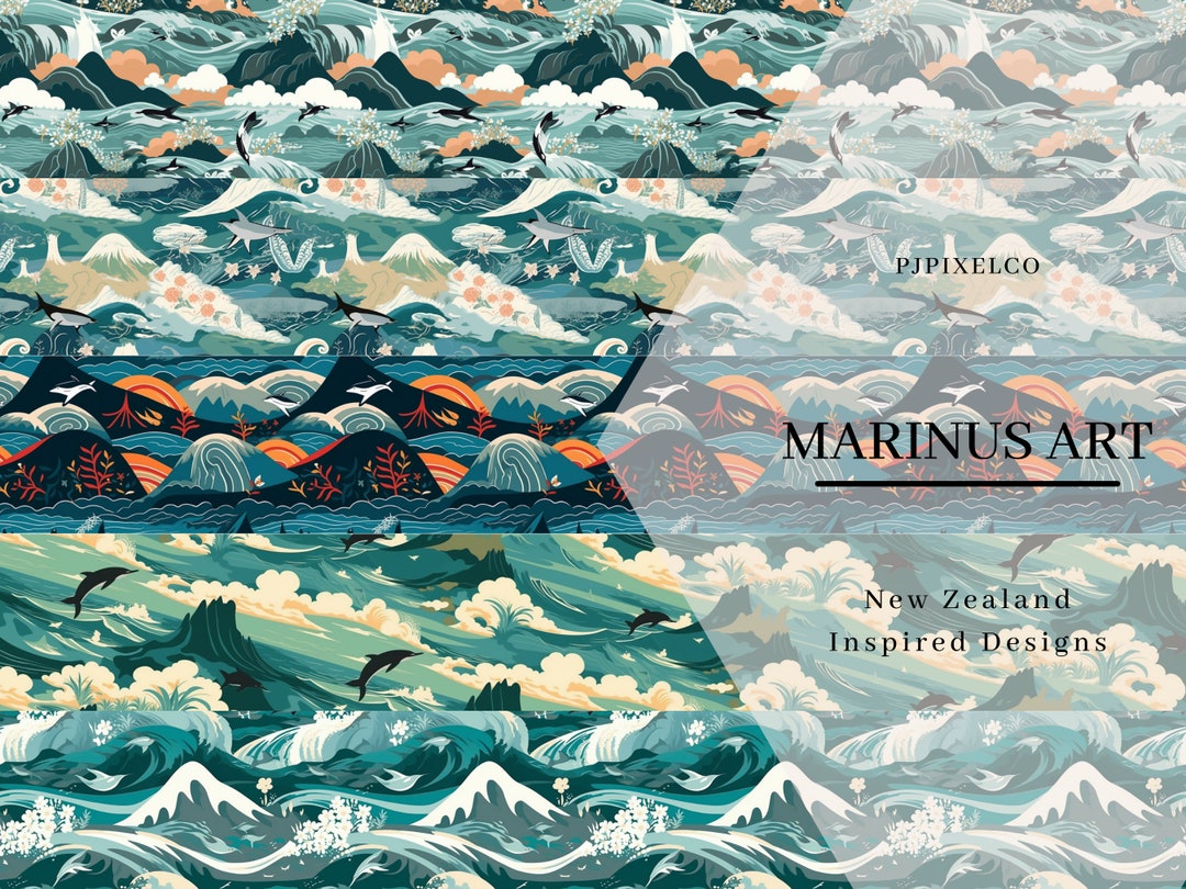 5 Marine Ecosystem New Zealand Inspired Digital Patterns|seamless ...