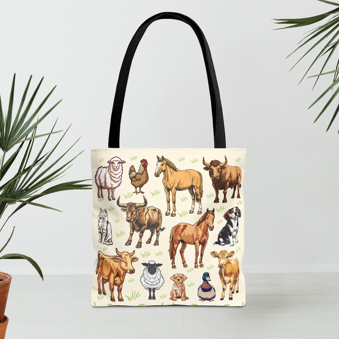 Farmers Market Bag, Farm Animals Tote Bag, Farmer Gifts, Farmhouse Bags ...