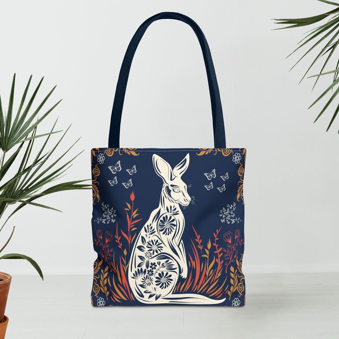 Kangaroo Tote, Australia Kangaroo Art Tote Bag, Kangaroo Bag, Cute ...