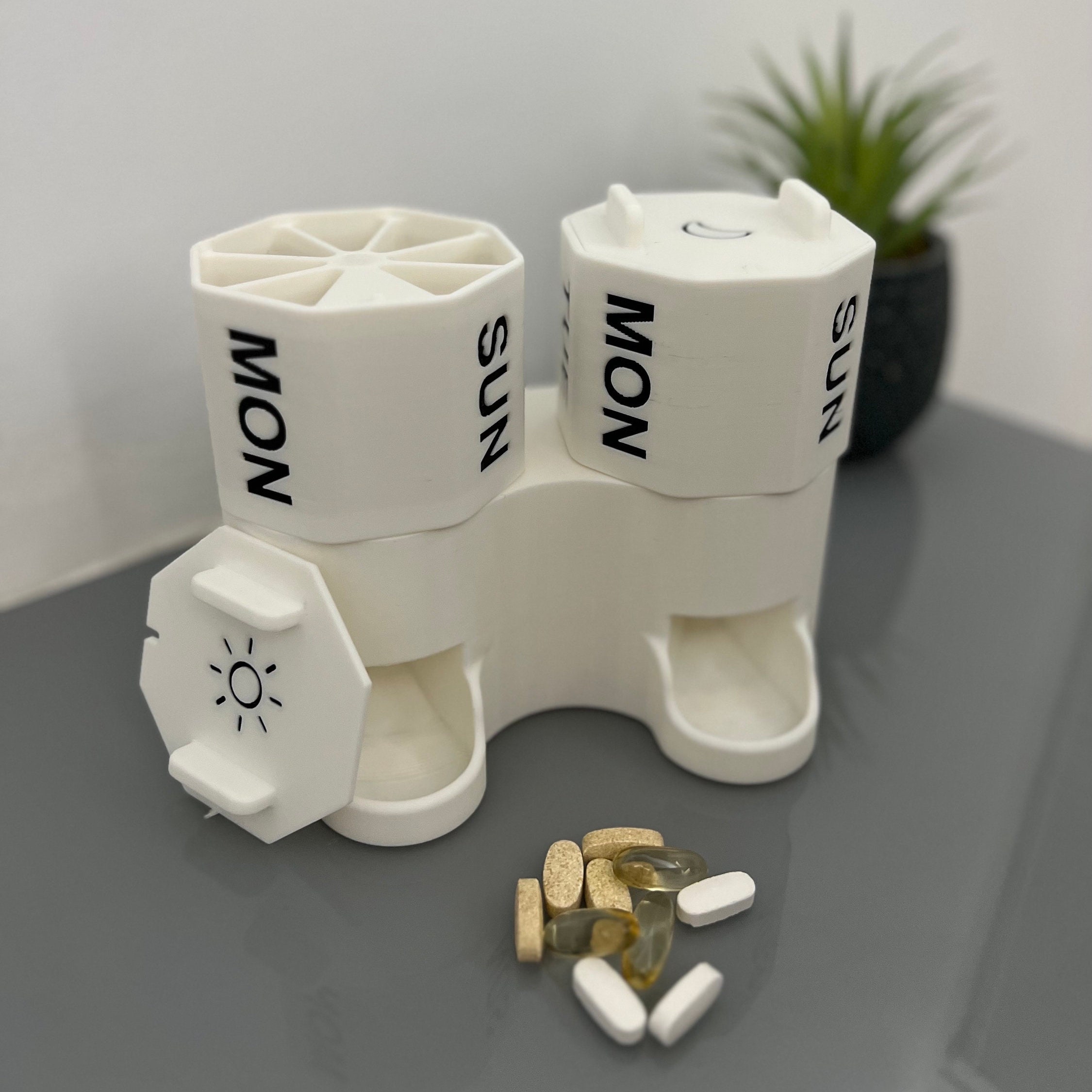 Pillhub Duo: Daily Pill Organiser & Dispenser Day and Night for ...