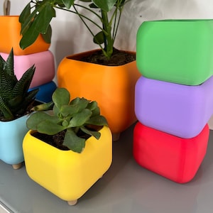 Colourful Rounded Square Indoor Planter With Feet - Etsy